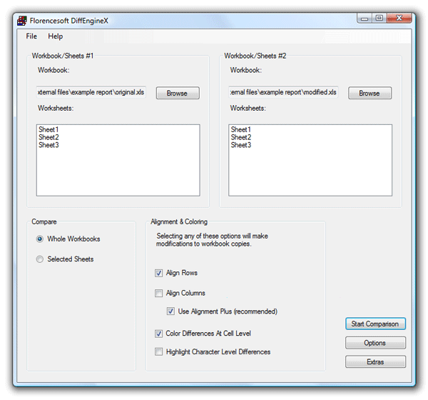 DiffEngineX Compare Excel Files Workbooks Xls Xlsx Xlsm